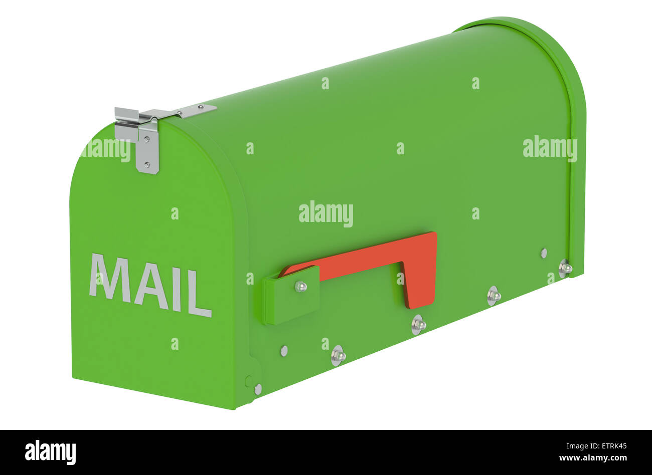 Green Mailbox isolated on white background Stock Photo - Alamy