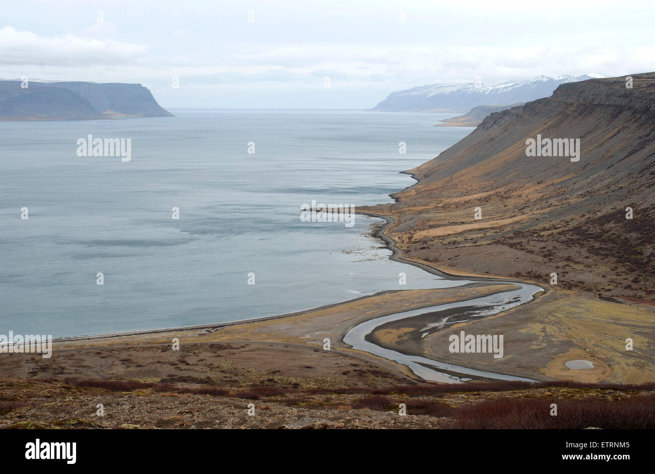 route 60, view on Trostansfjördur, Westfjords, West Iceland Stock Photo ...