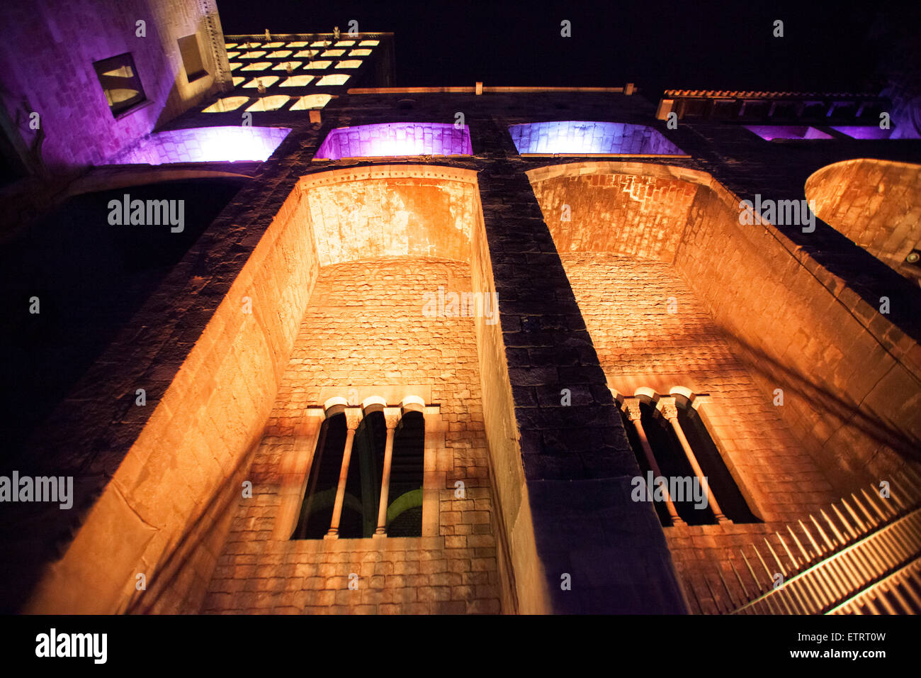 Building illuminated with different colours, illuminated building ...