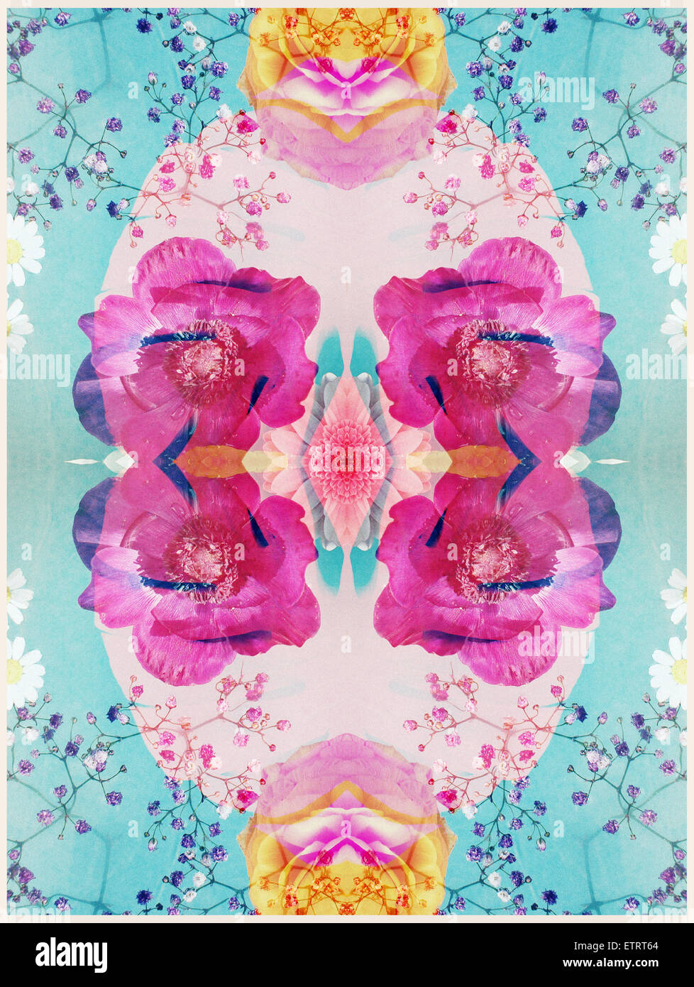 a floral montage with blossoms and ornaments from spring knots Stock ...