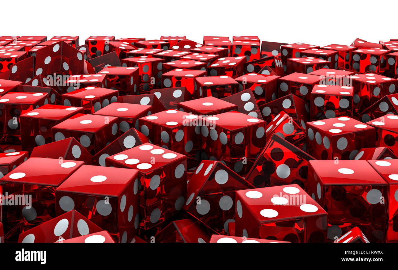 3D render of piled red dice Stock Photo - Alamy