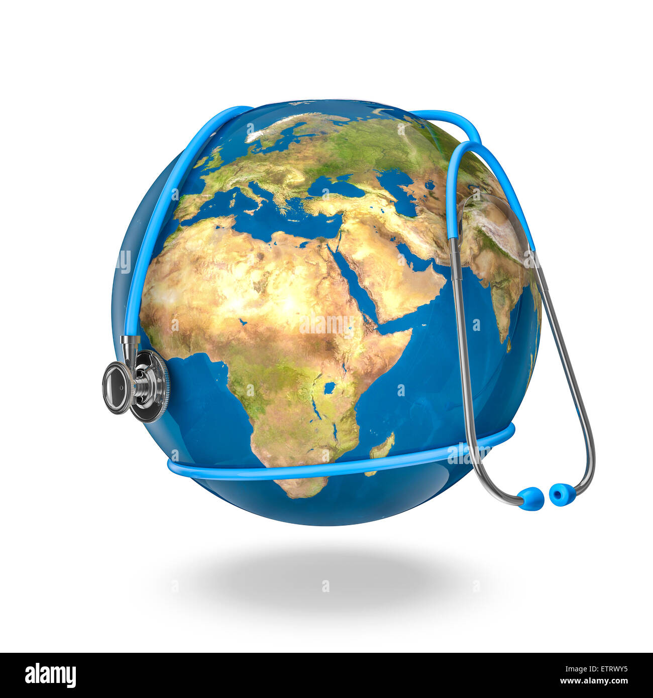 World health, 3D render of planet Earth with stethoscope Stock Photo ...