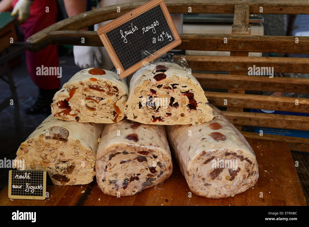 Hand made Nougat on sale at French market in France Stock Photo - Alamy
