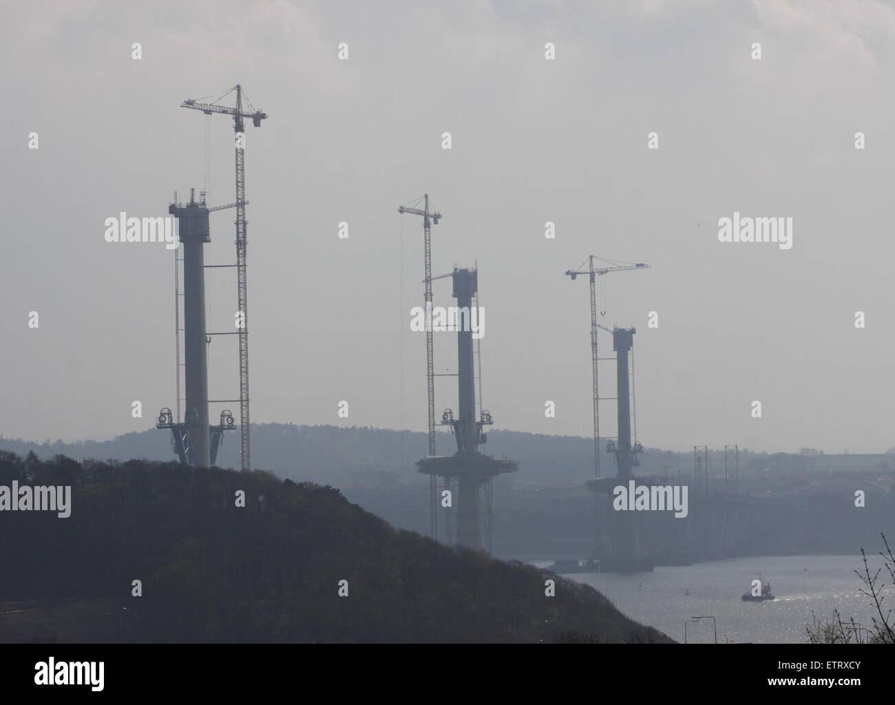 Queensferry Crossing under construction Forth Estuary Scotland April ...