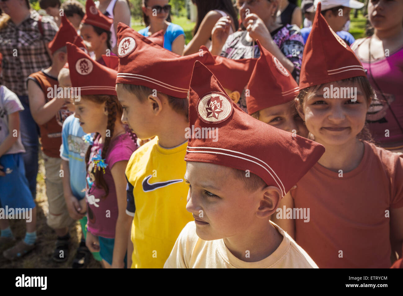 June 12, 2015 - Donetsk, Donetsk oblast, Ukraine - Children with red ...