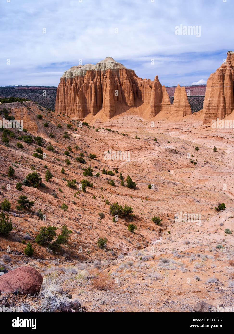 View of the Cathedral Valley area of Capitol Reef National Park, with ...