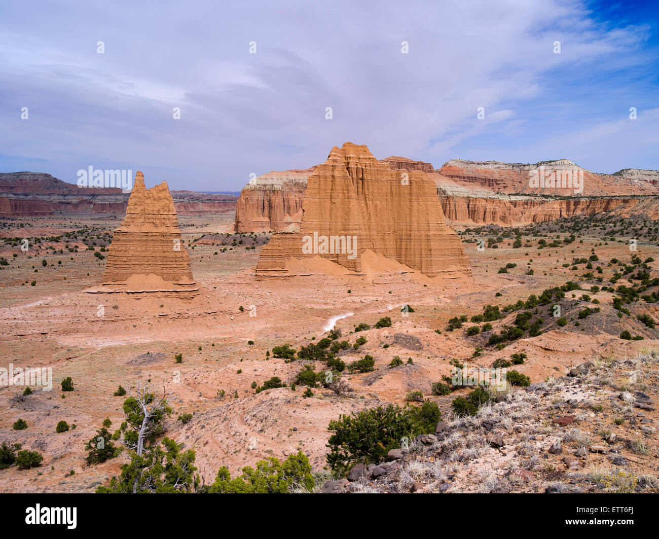 View of the Cathedral Valley area of Capitol Reef National Park, Utah ...