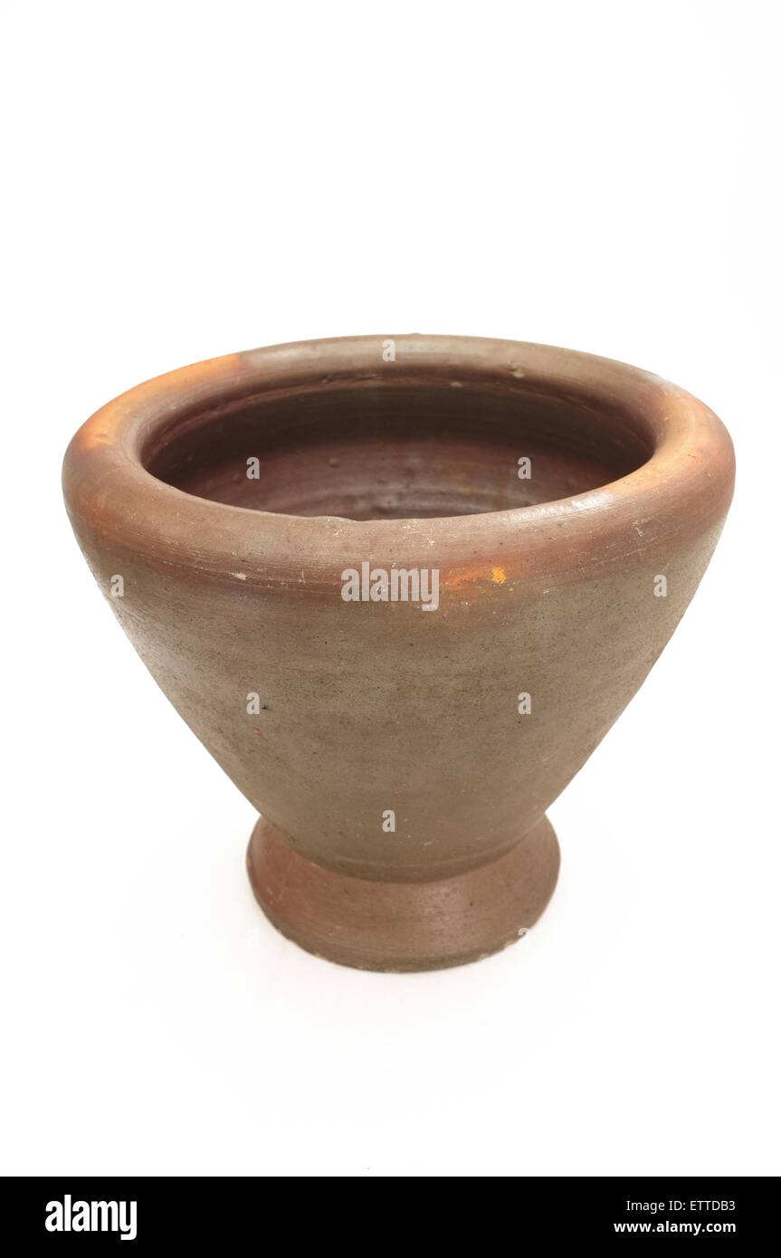 Clay mortar isolated on white background Stock Photo - Alamy