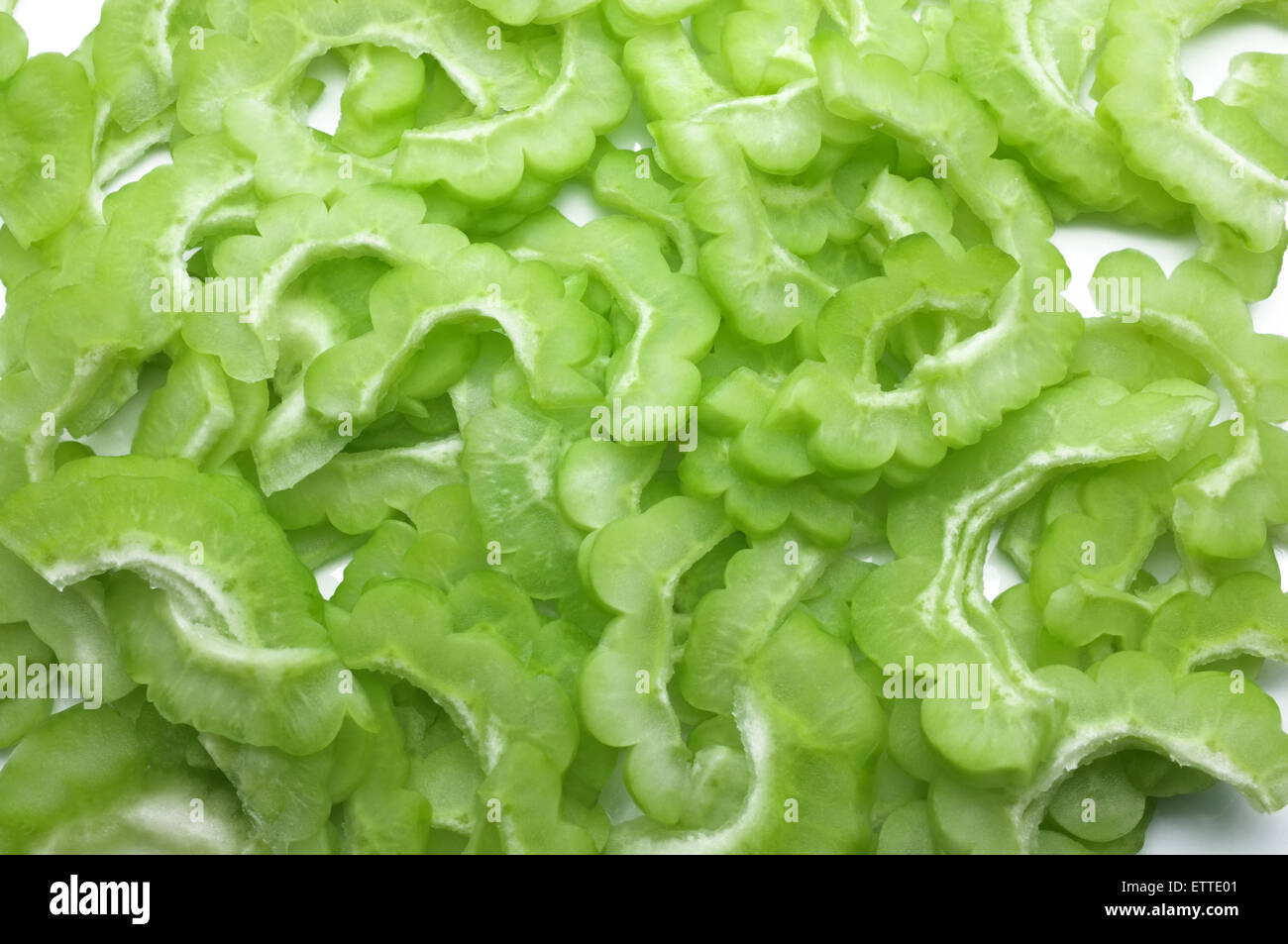 Slice of bitter melon, gourd melon without seeds Stock Photo - Alamy