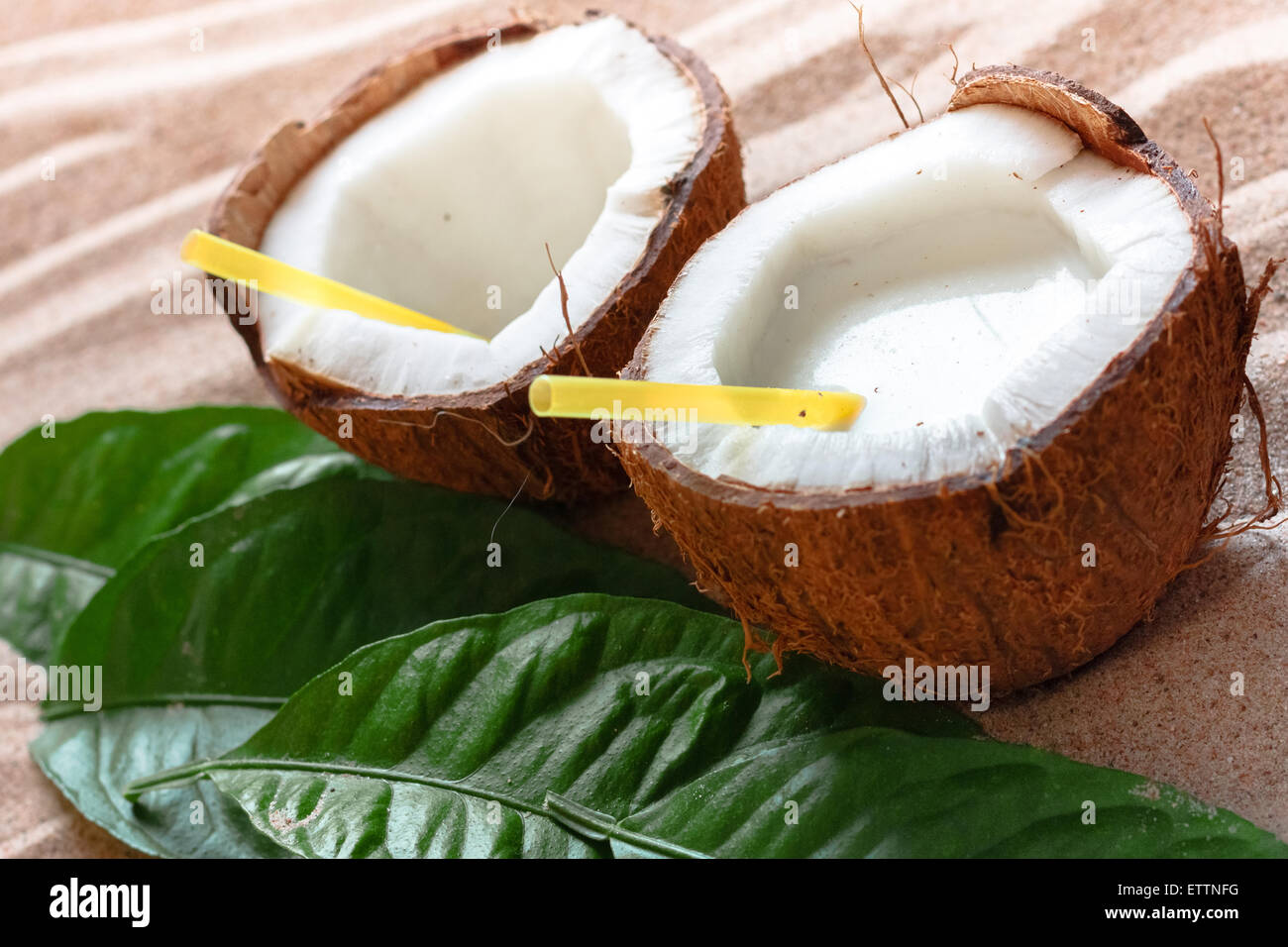 coconut on the sand beach Stock Photo - Alamy