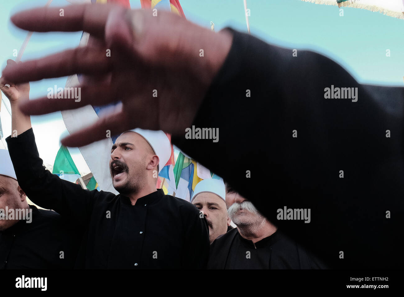 Majdal Shams, Israel. 15th June 2015. Druze residents of Majdal Shams ...