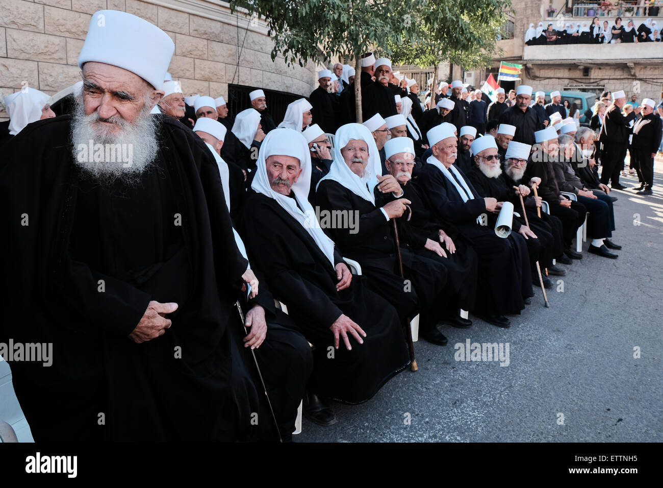 Majdal Shams, Israel. 15th June 2015. Druze residents of Majdal Shams ...
