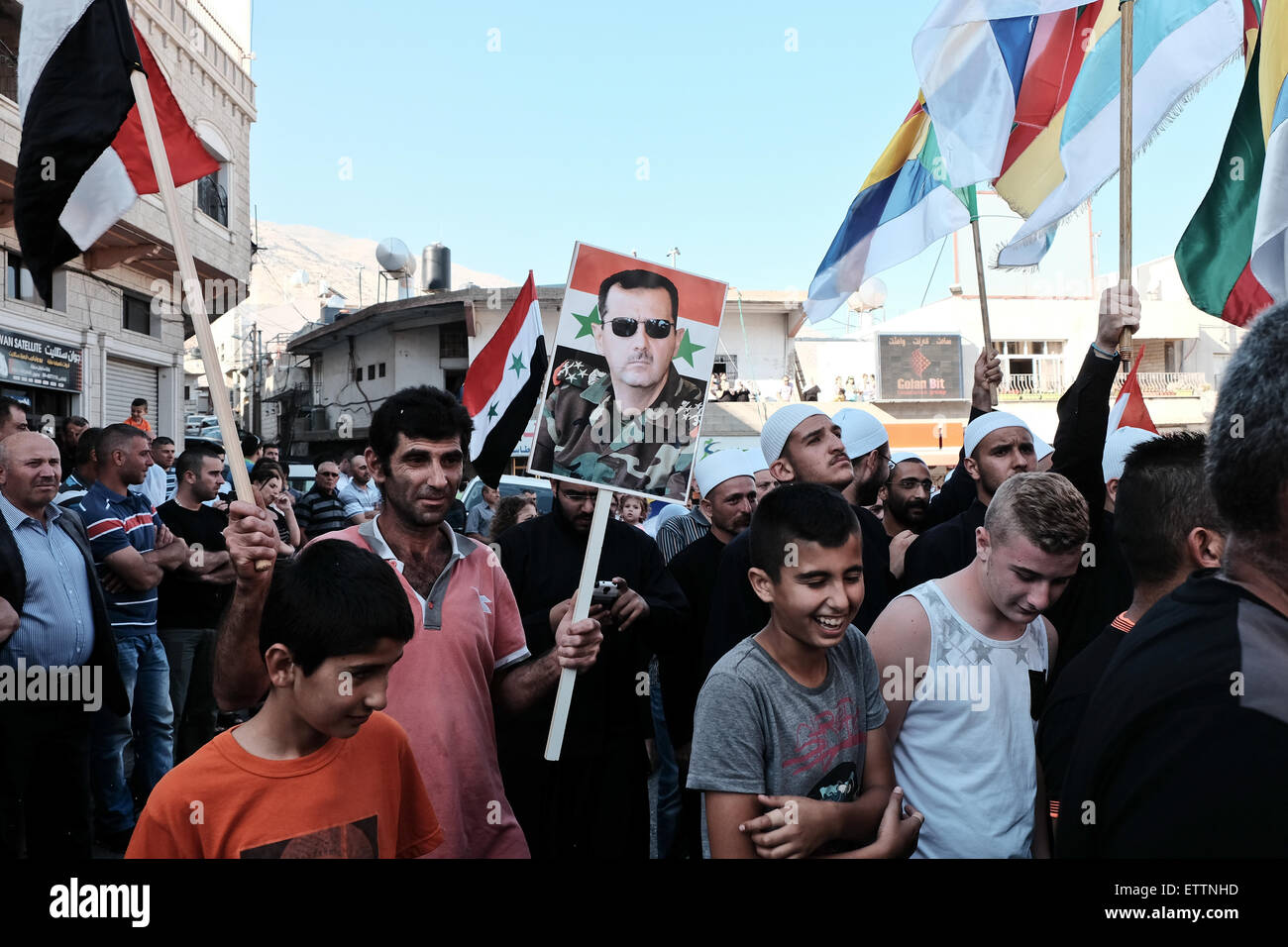 Majdal Shams, Israel. 15th June 2015. Druze residents of Majdal Shams ...