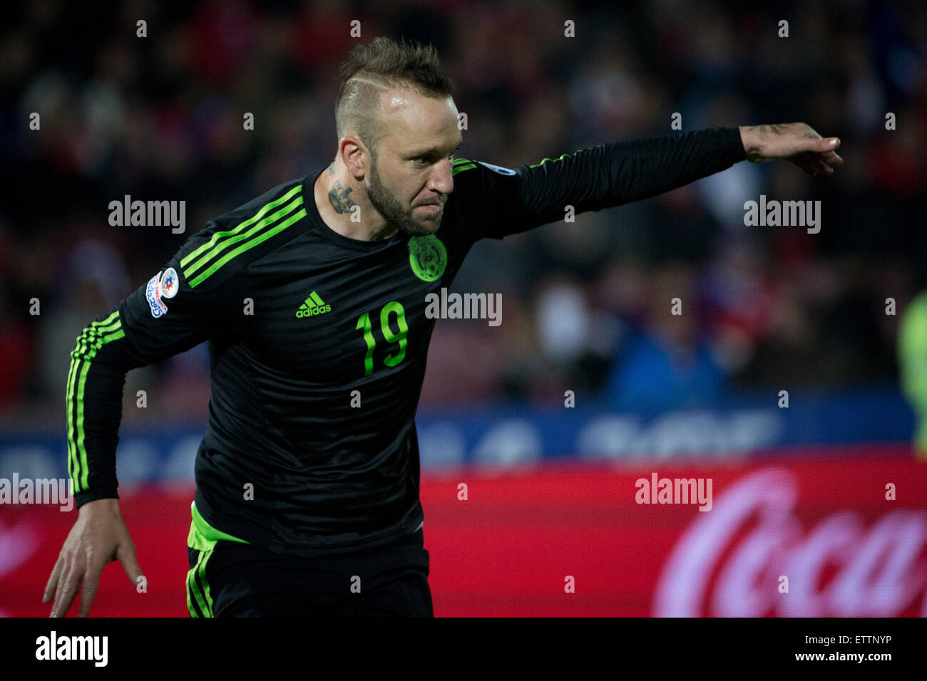 Santiago, Chile. 15th June, 2015. Matias Vuoso of Mexico celebrates ...