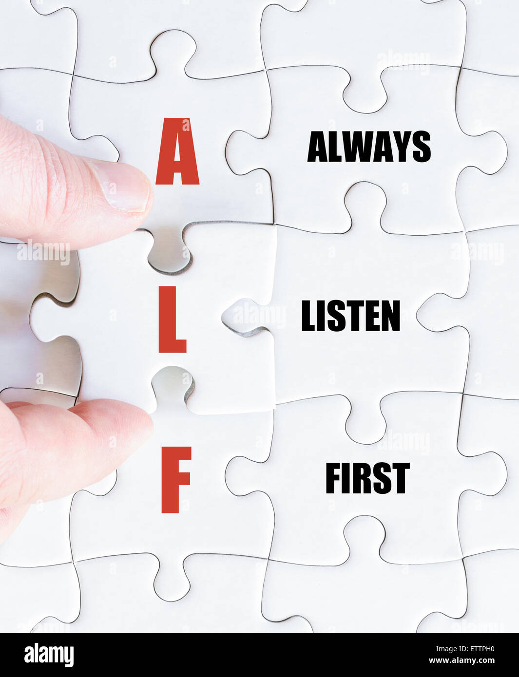 Concept image of Business Acronym ALF as Always Listen First Stock ...