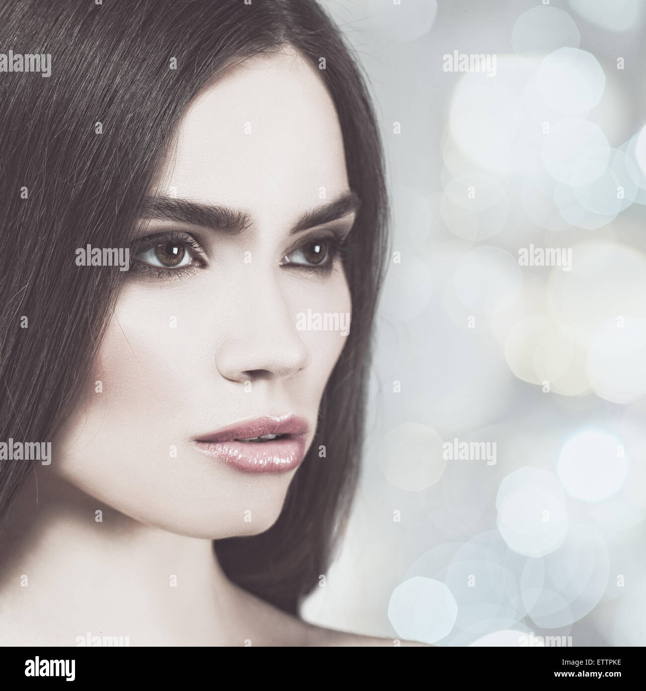 Fashionable female portrait over abstract backgrounds. Vogue style ...