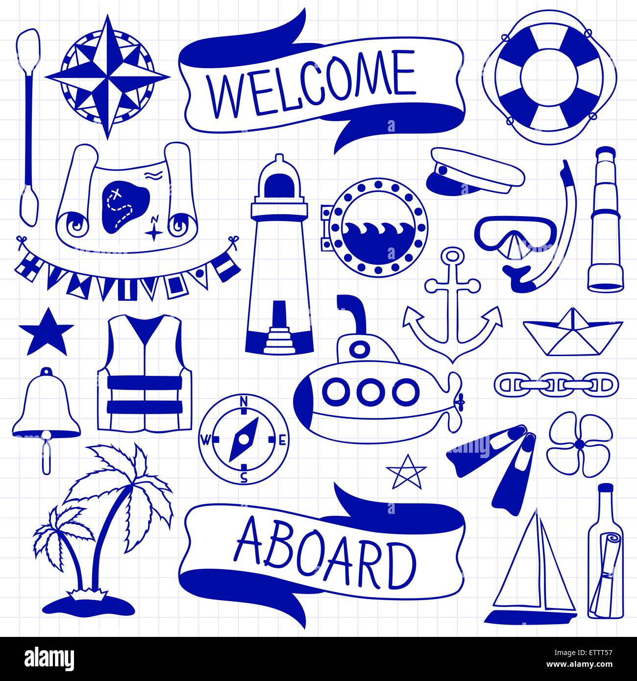 Hand drawn boat in Stock Vector Images - Alamy