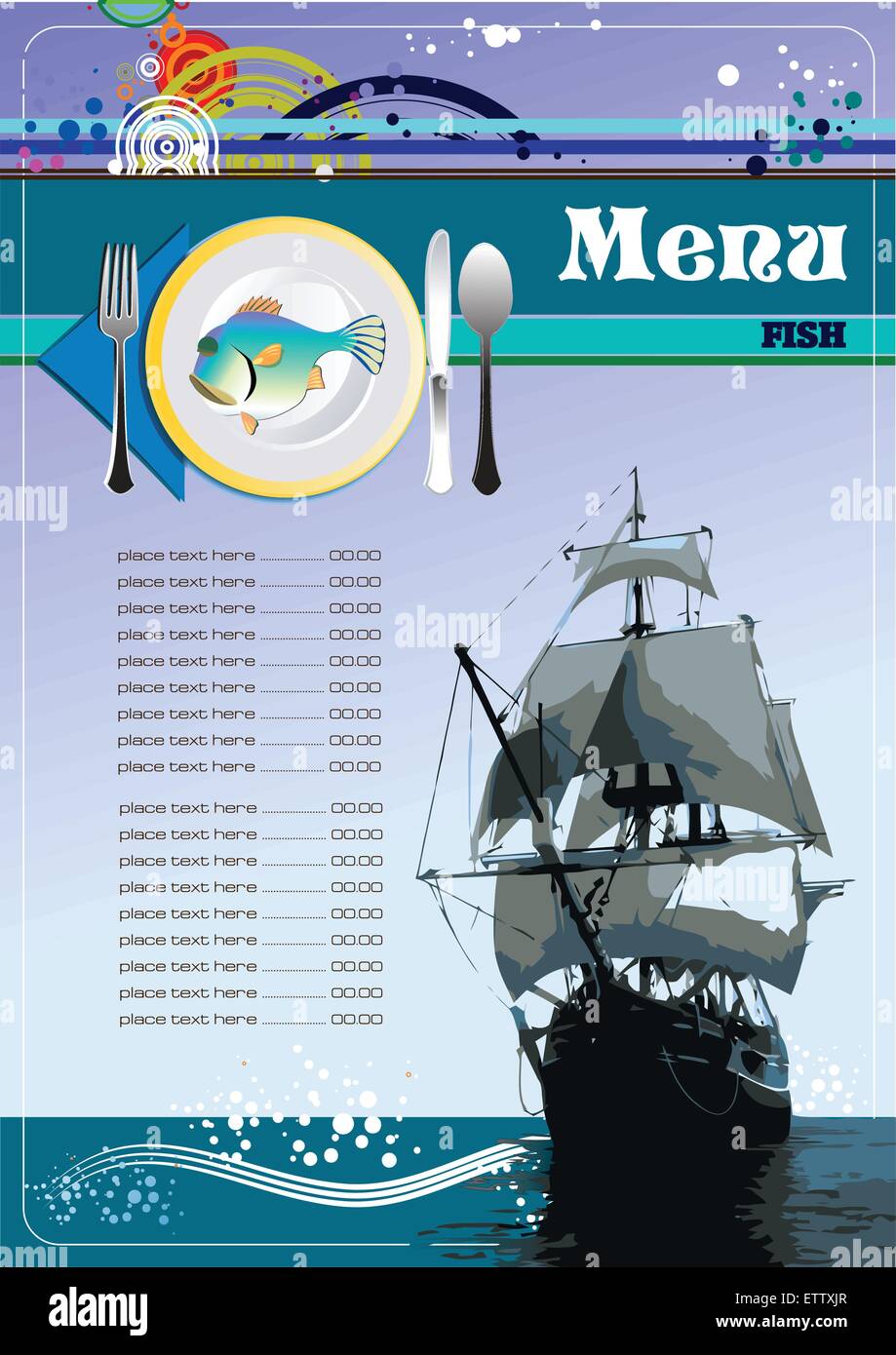 Fish Restaurant (cafe) menu. Vector illustartion Stock Vector Image ...