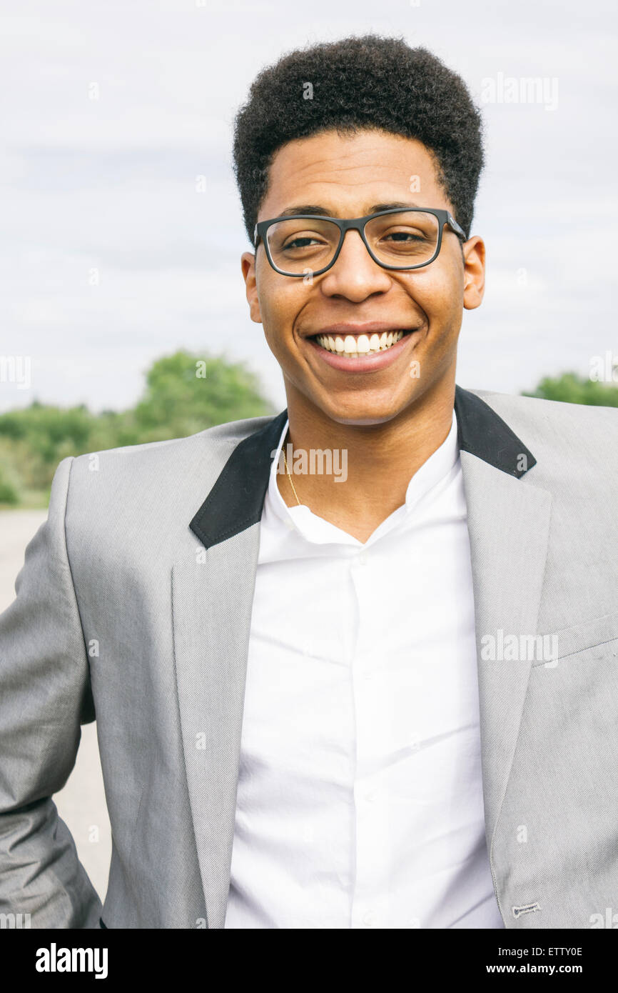 Young black man wearing glasses, portrait Stock Photo - Alamy