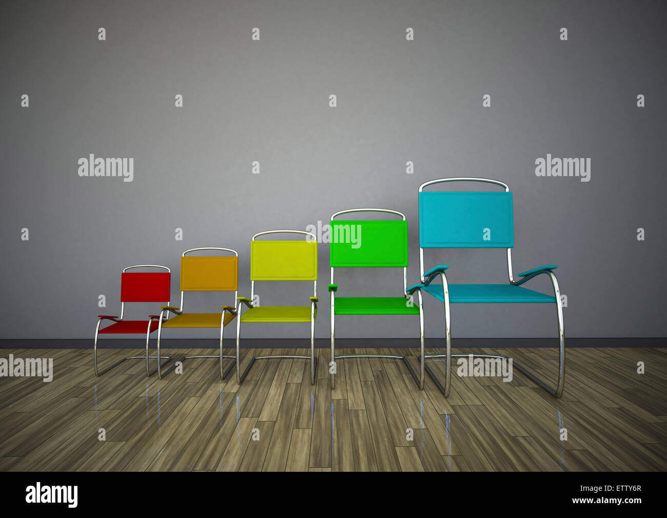 3d illustration, Growing chairs chart Stock Photo - Alamy