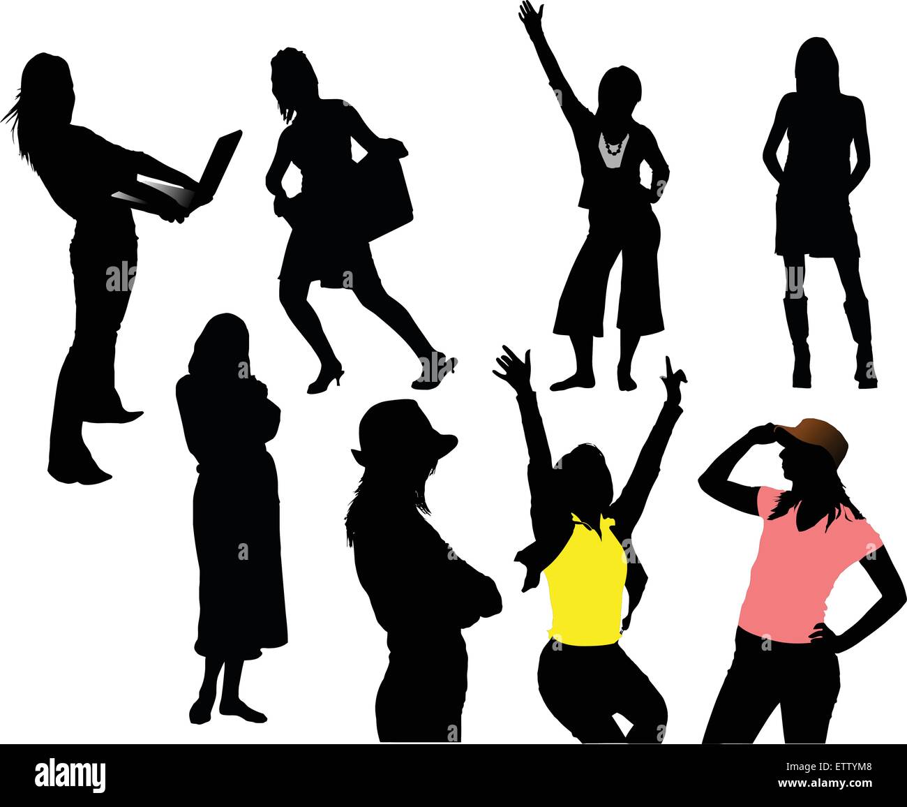 Eight woman silhouettes. Vector illustration Stock Vector Image & Art ...