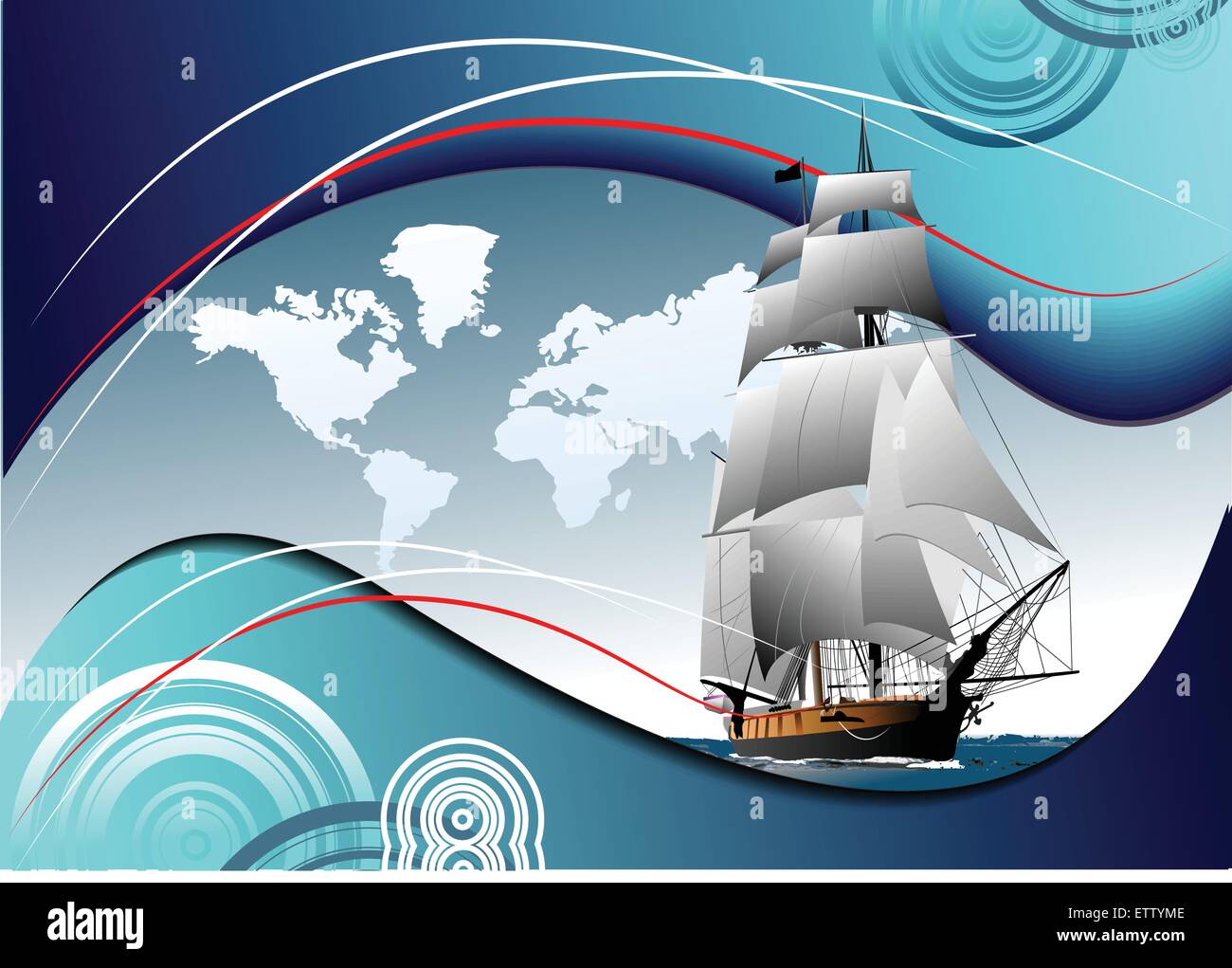 Cover for brochure with old sailing vessel. Vector illustration Stock ...