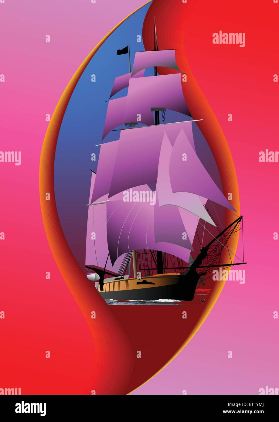 Cover for brochure with old sailing vessel. Vector Stock Vector Image ...