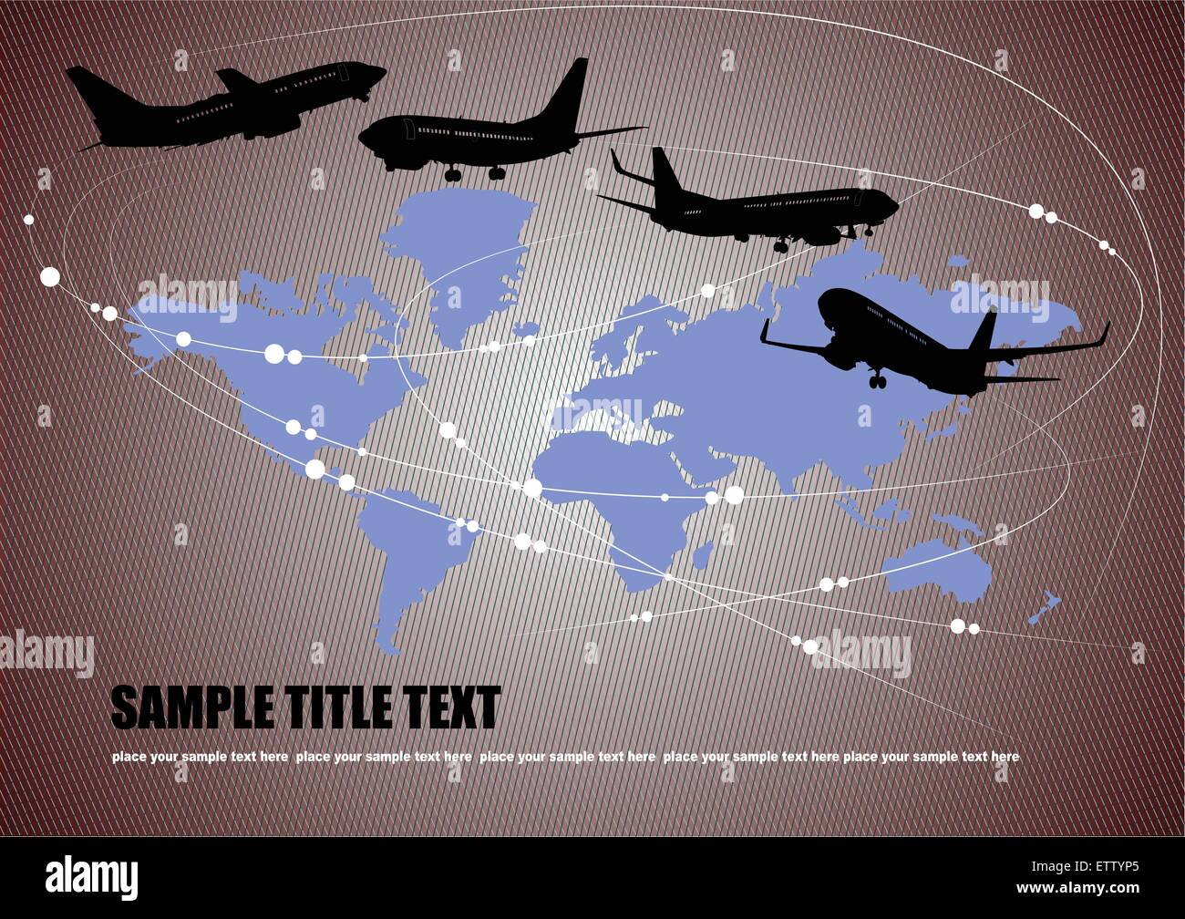 Abstract background with Earth and plane images. Vector illustration ...