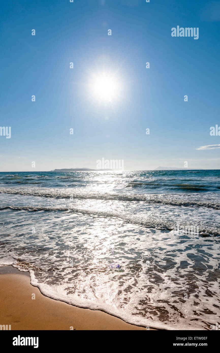 Greece, Corfu, Arillas beach in the evening Stock Photo - Alamy