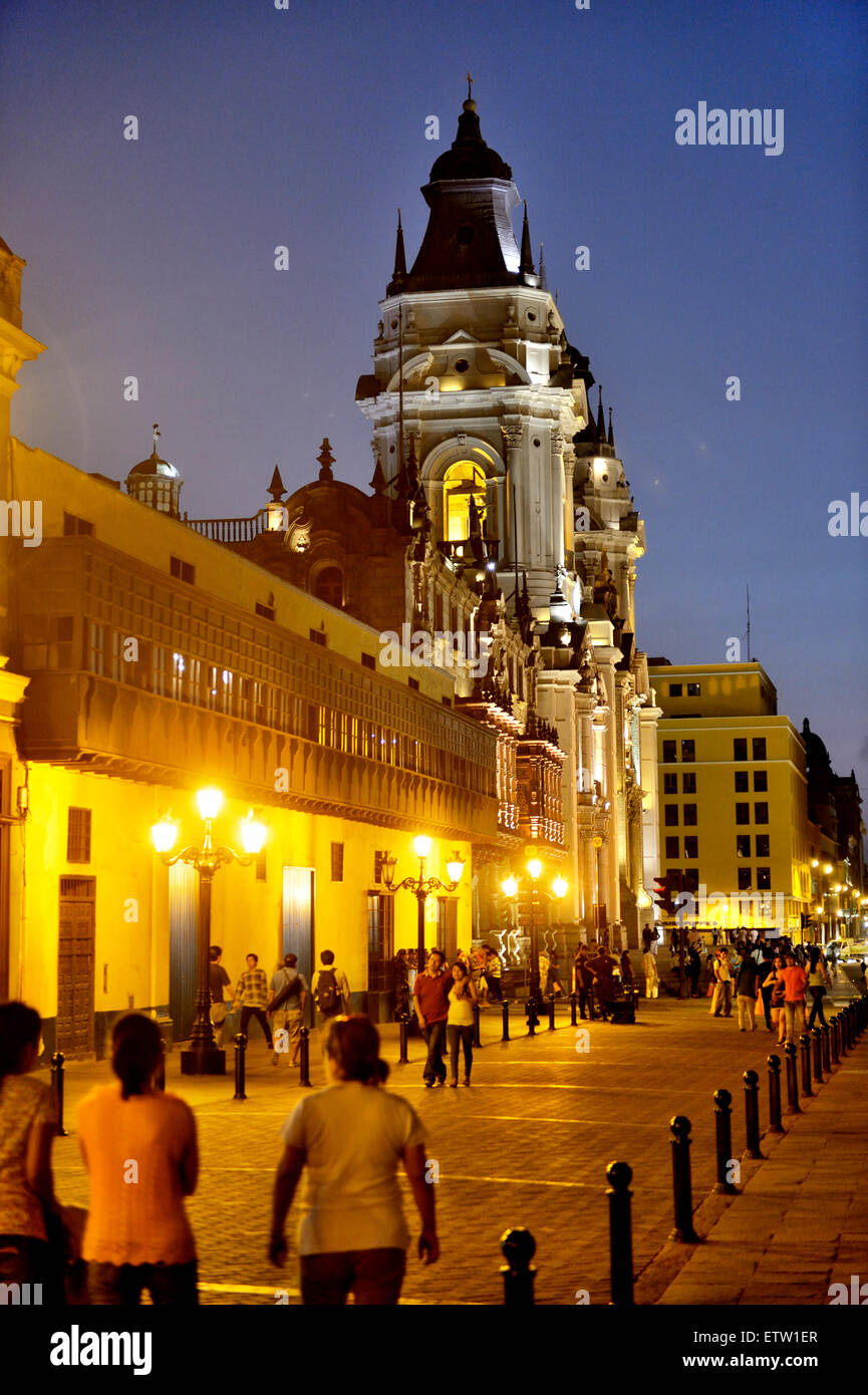 Peru, Lima, UNESCO world heritage site, Basilica Cathedral of Lima ...