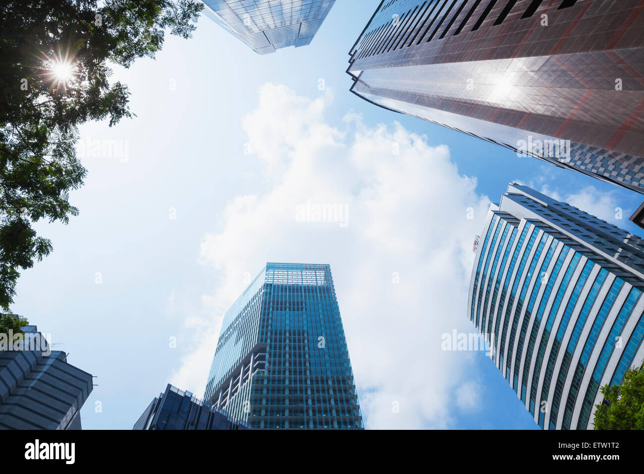 Asia, Singapore, Central Business District, skyscrapers, left below ...