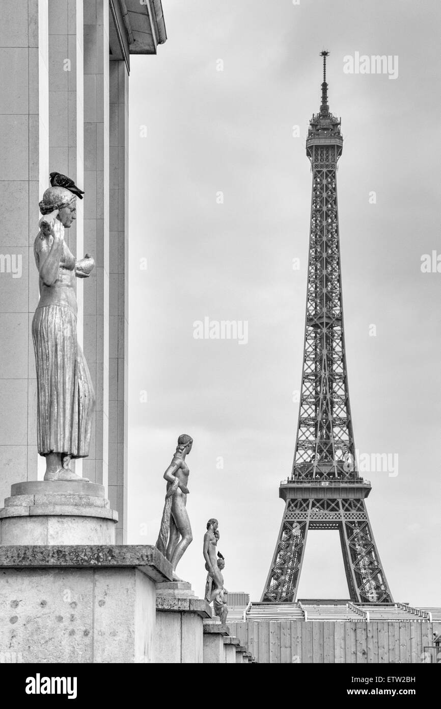 Eiffel tower sculpture in paris Black and White Stock Photos & Images ...
