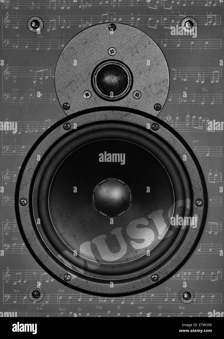 Musical background - mix of loudspeaker and music Stock Photo - Alamy