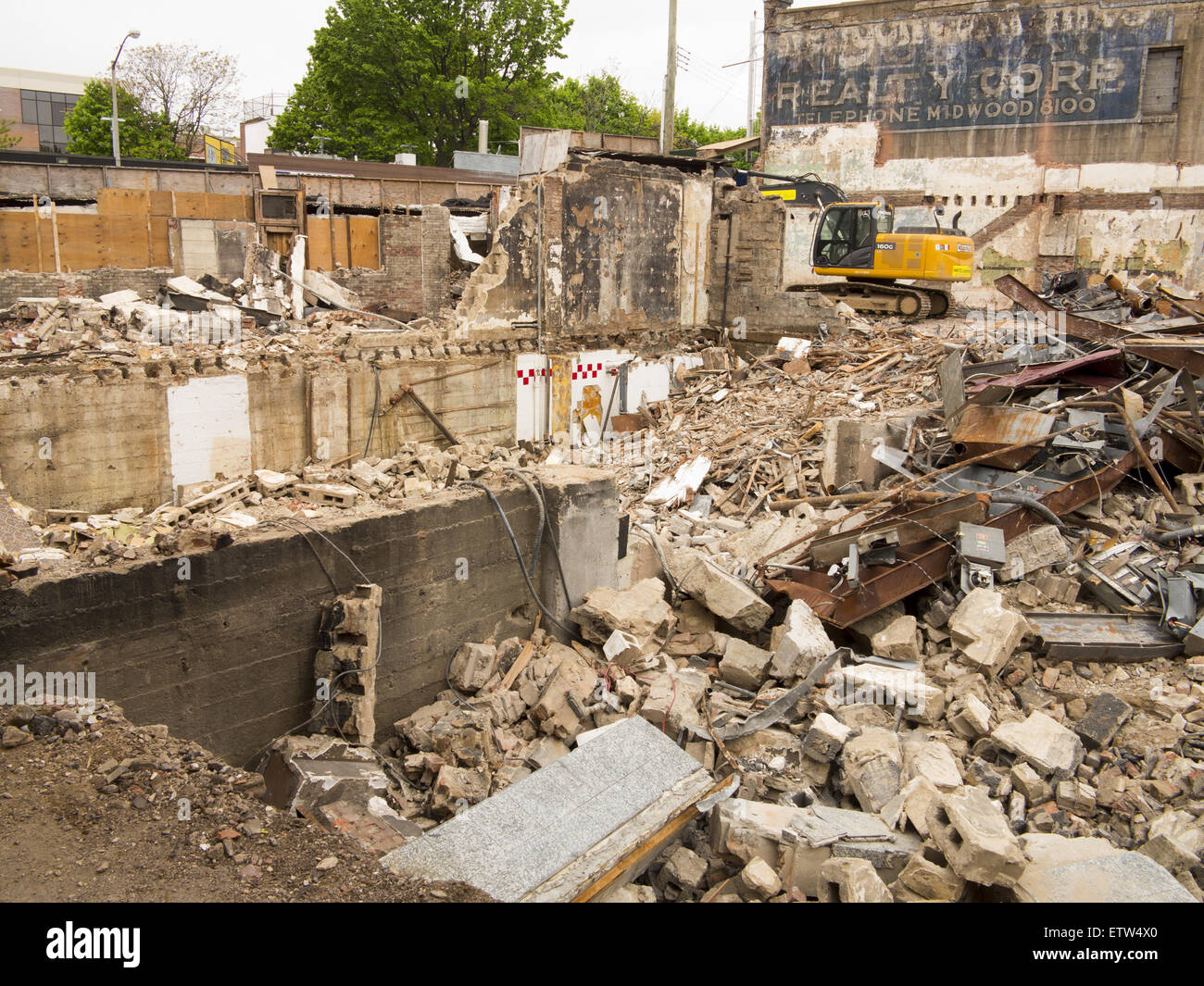 Demolition to make room for a new building in Brooklyn, New York Stock ...