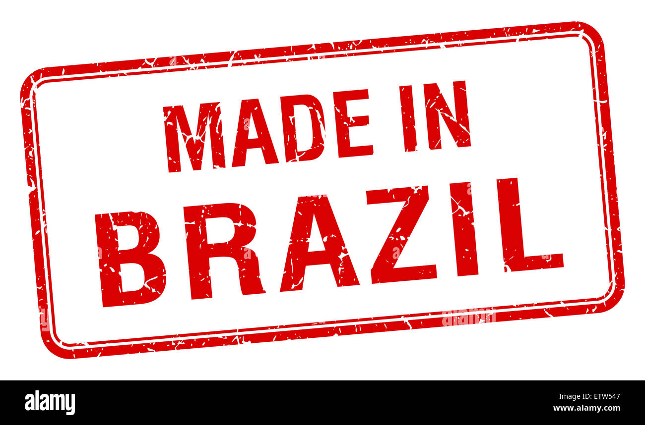 made in Brazil red square isolated stamp Stock Photo - Alamy
