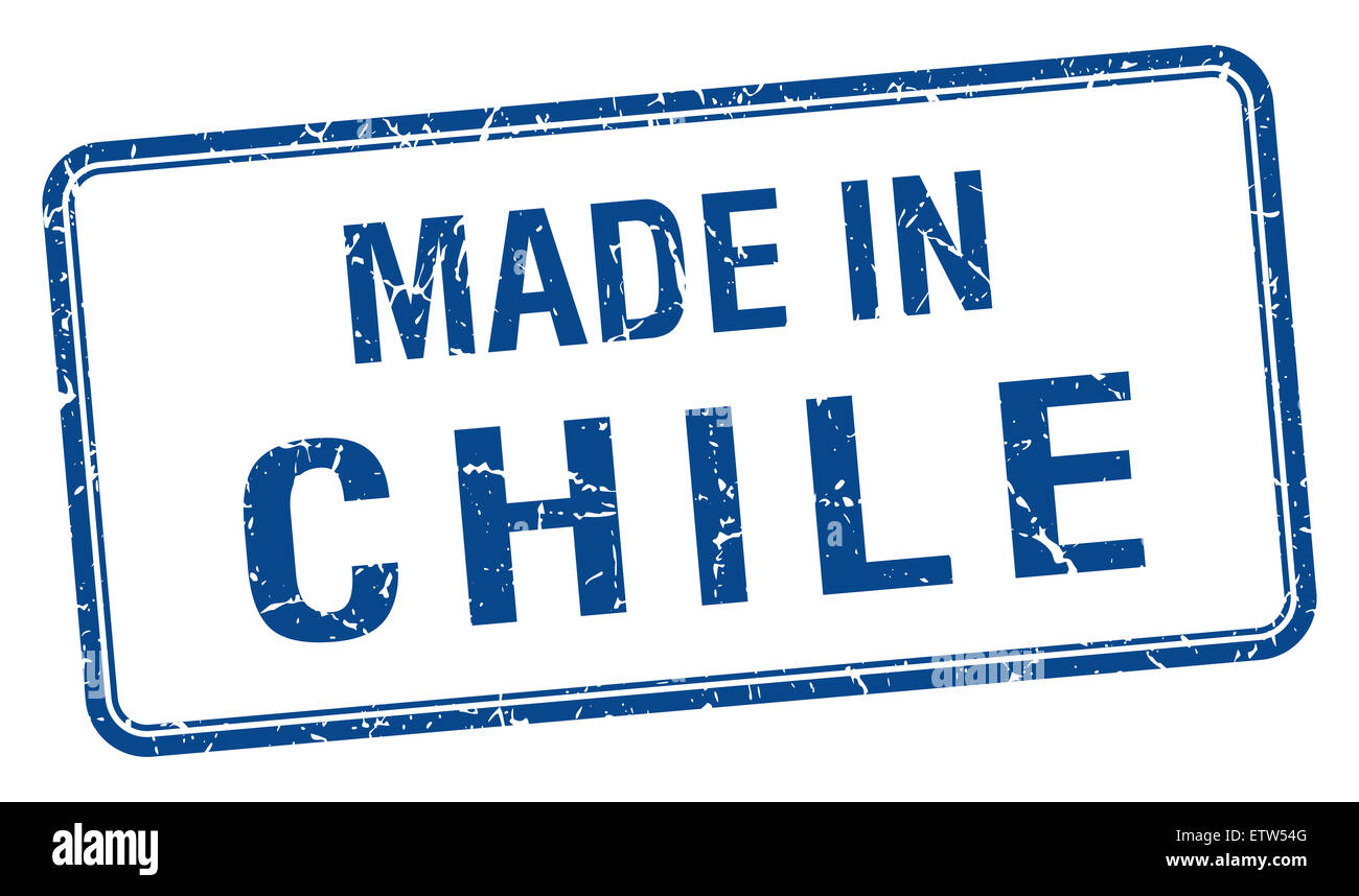 made in Chile blue square isolated stamp Stock Photo - Alamy