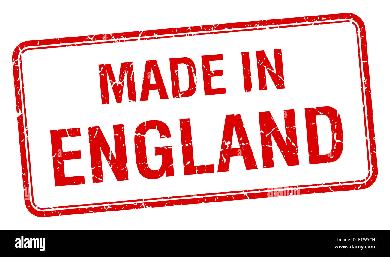 made in England red square isolated stamp Stock Photo - Alamy