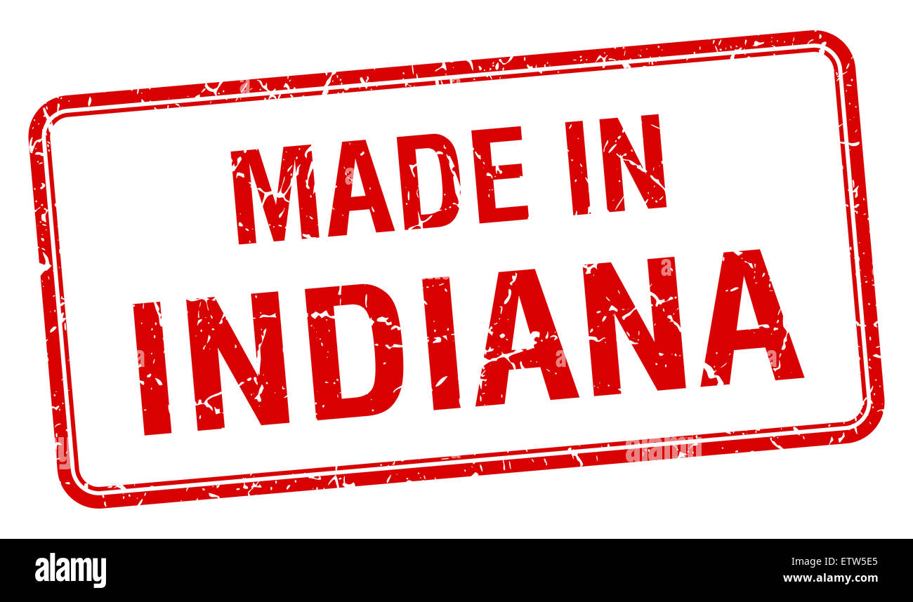 made in Indiana red square isolated stamp Stock Photo - Alamy