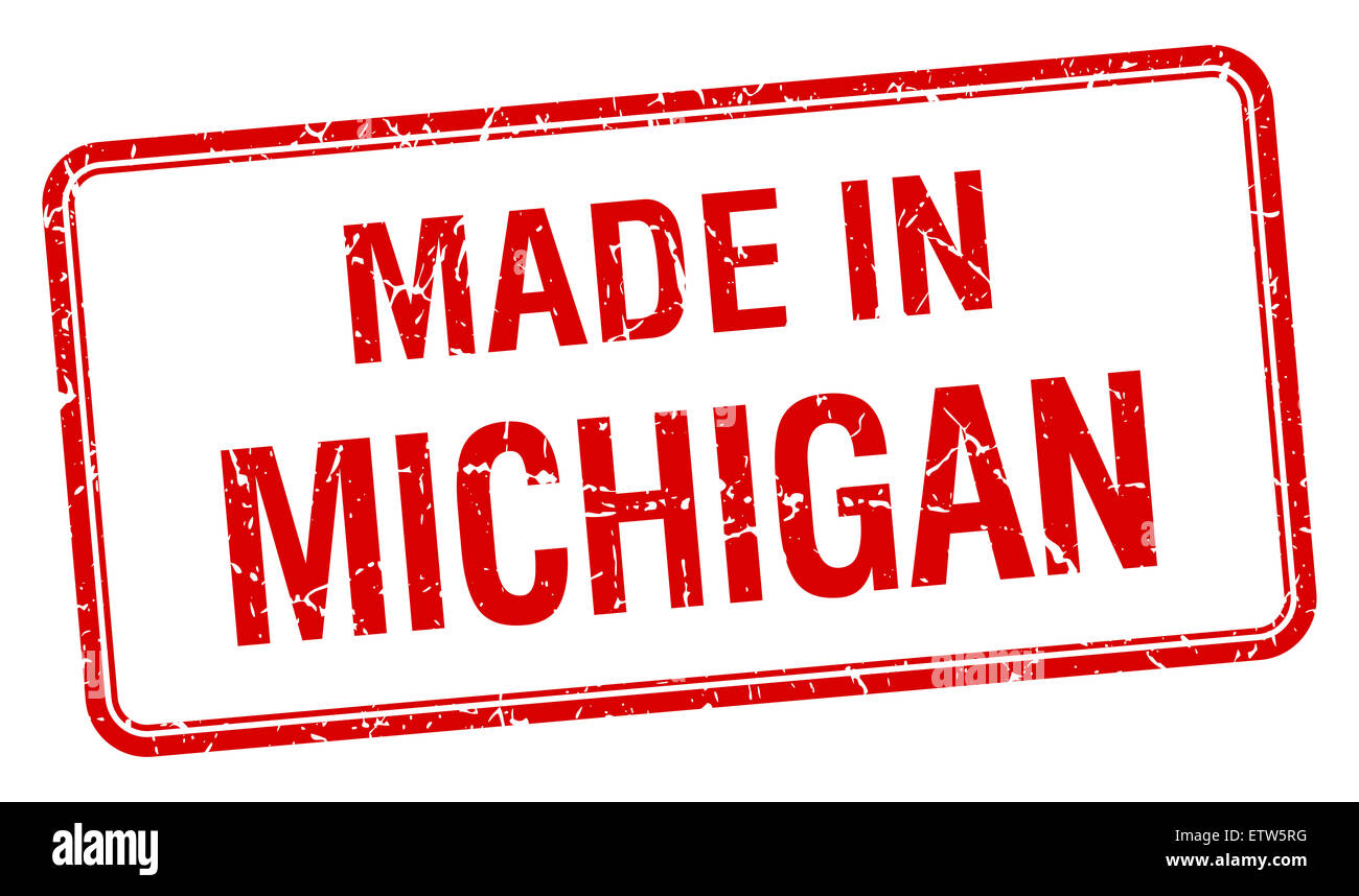 made in Michigan red square isolated stamp Stock Photo - Alamy