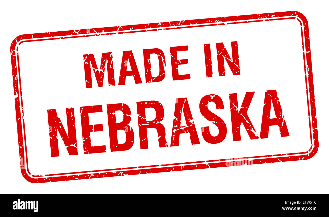 made in Nebraska red square isolated stamp Stock Photo - Alamy