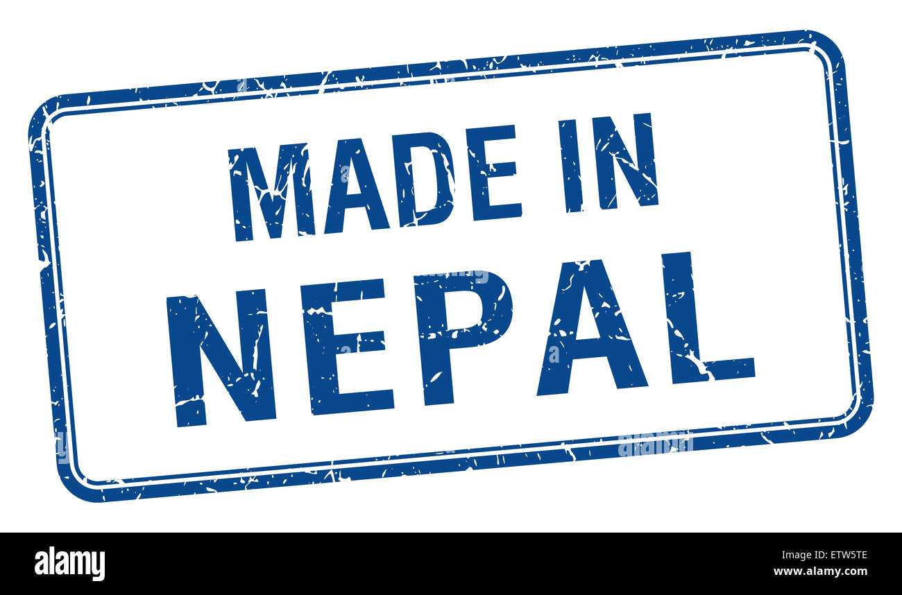 made in Nepal blue square isolated stamp Stock Photo - Alamy