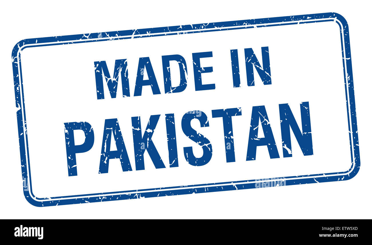 made in Pakistan blue square isolated stamp Stock Photo - Alamy