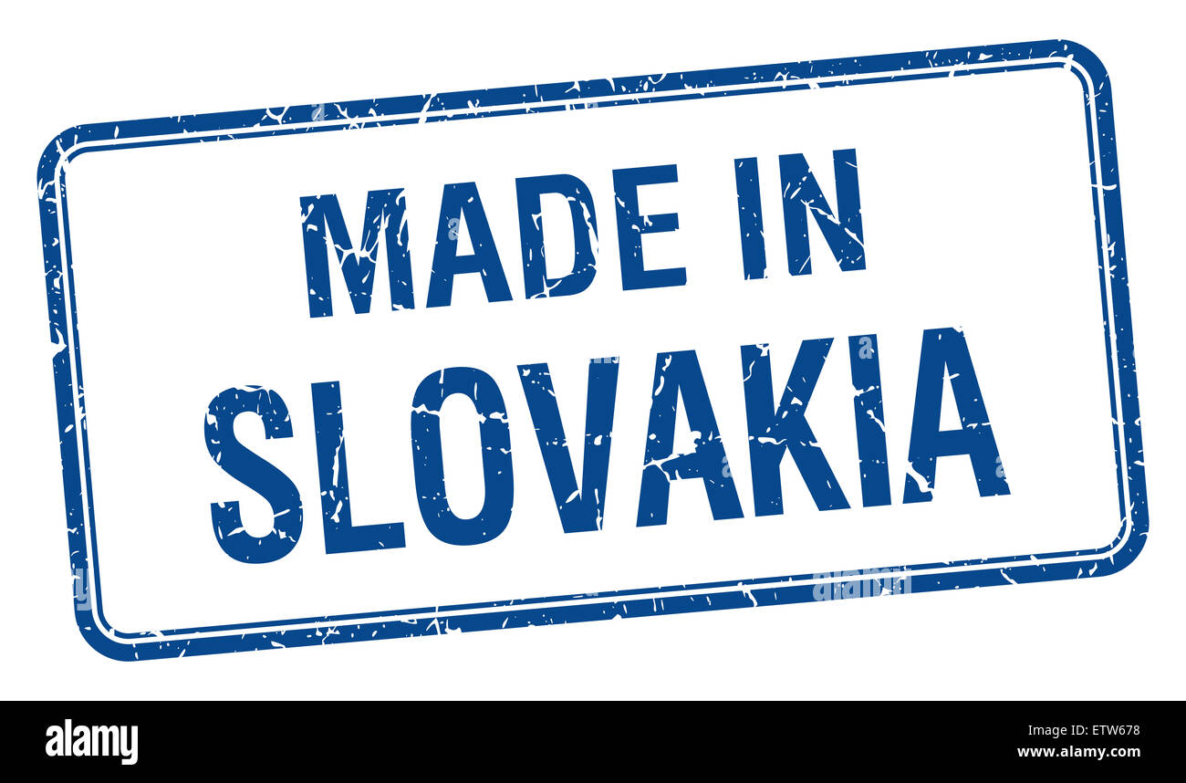 made in Slovakia blue square isolated stamp Stock Photo - Alamy