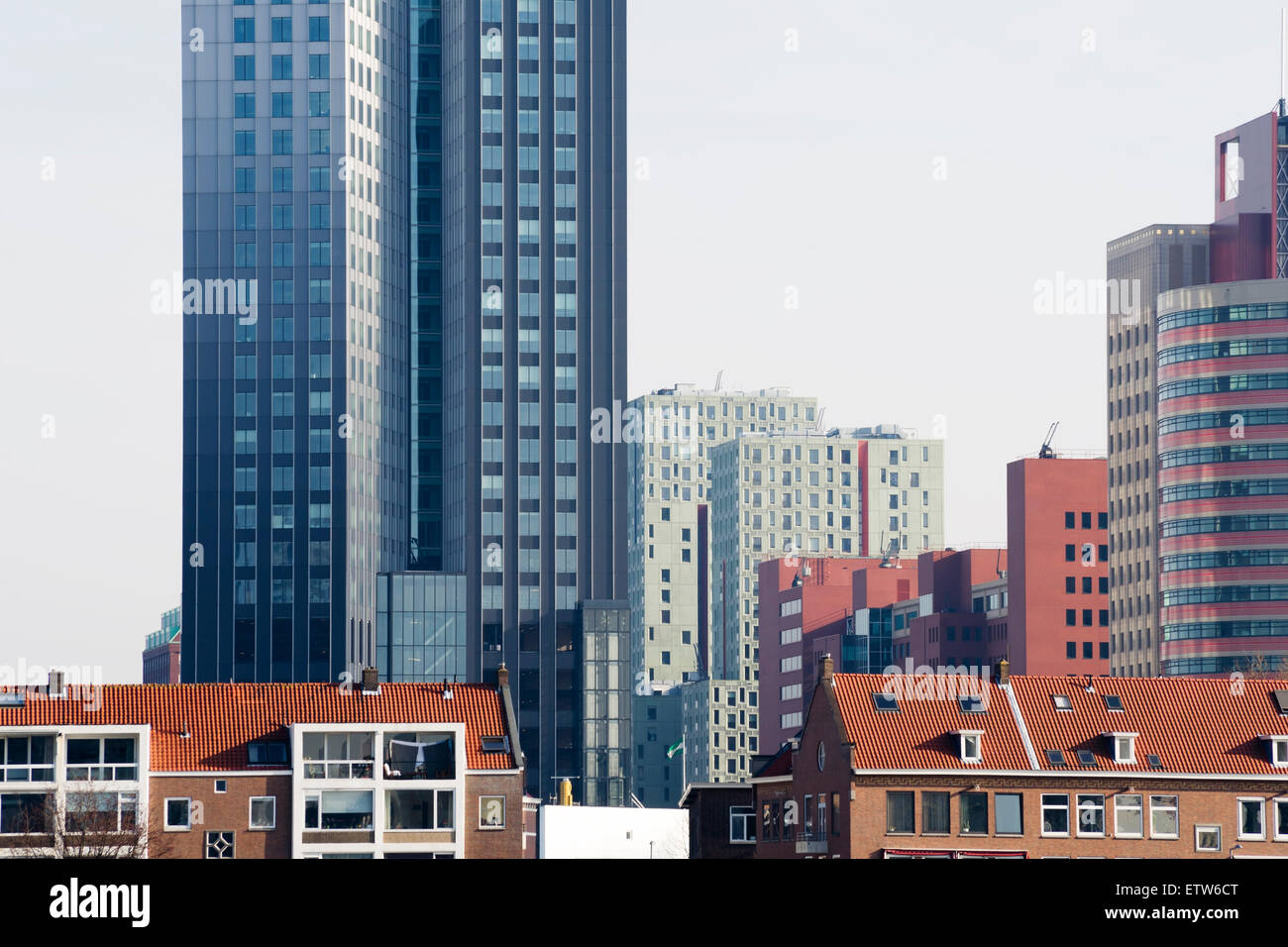 Netherlands, Rotterdam, view to modern office towers and multi-family ...