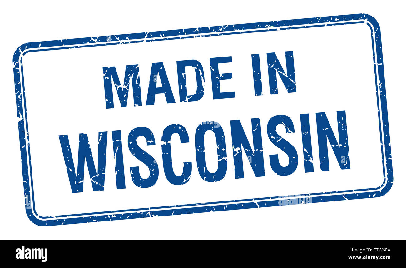 made in Wisconsin blue square isolated stamp Stock Photo - Alamy
