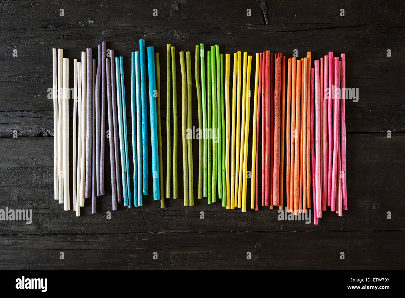 Row of colourful upcycling organic natural material Stock Photo - Alamy