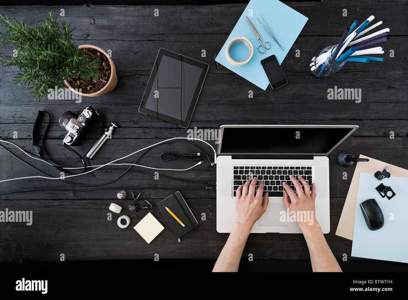 Working at home office with laptop Stock Photo - Alamy