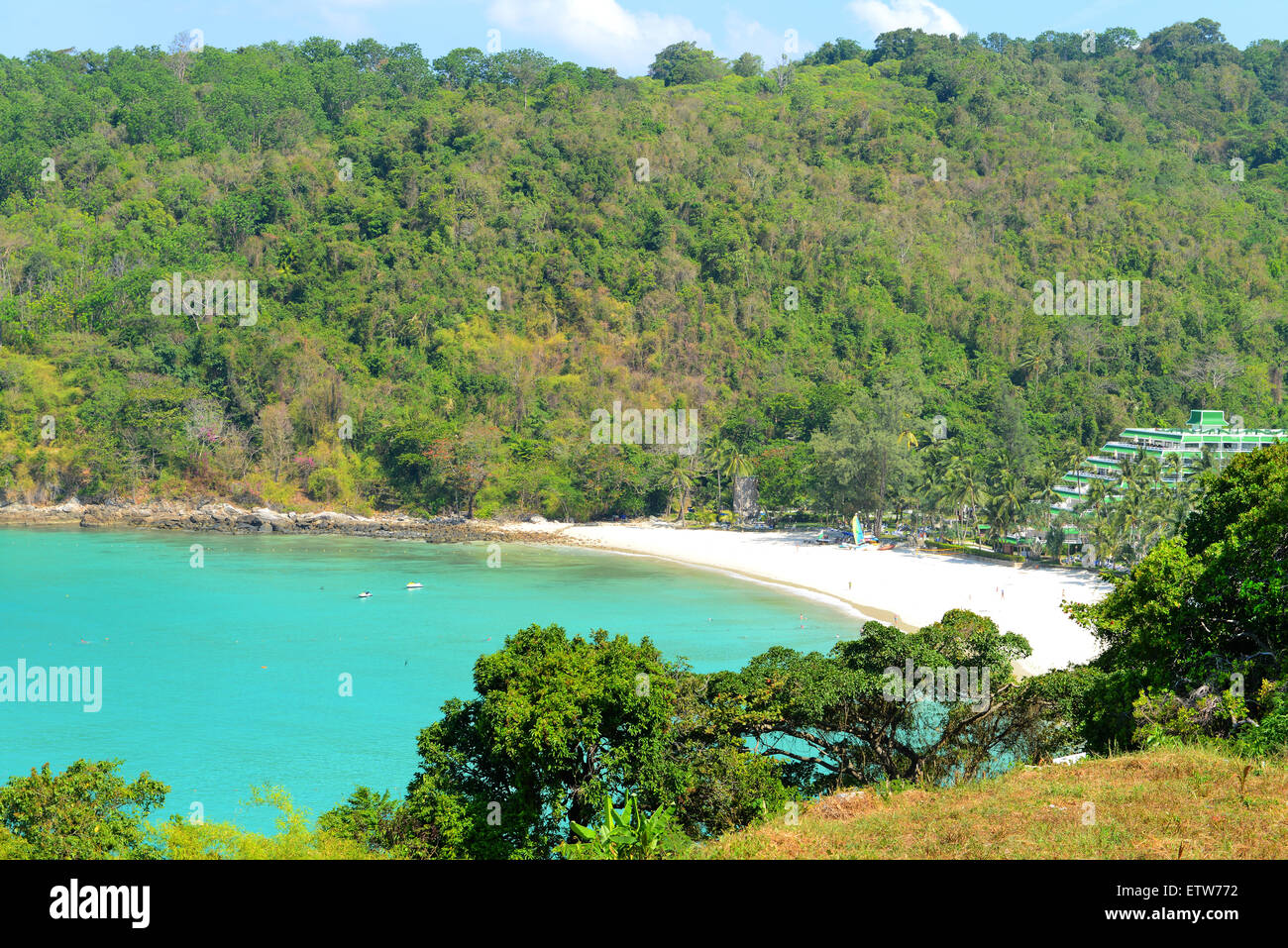 Nature scene tropical beach and blue sky in Phuket island, Thailand ...