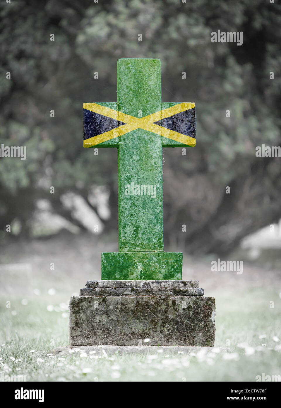 Old weathered gravestone in the cemetery - Jamaica Stock Photo - Alamy