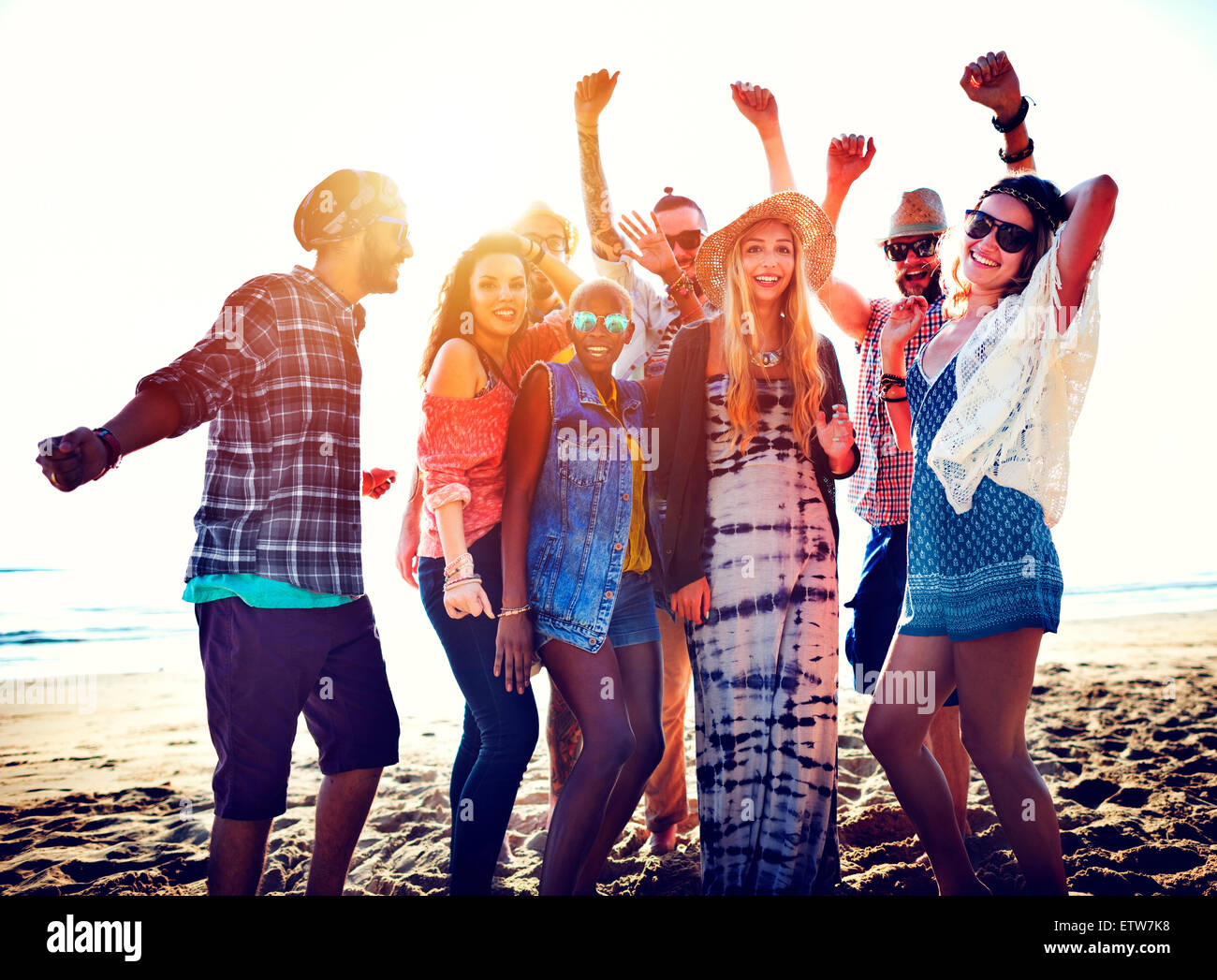 Teenagers Friends Beach Party Happiness Concept Stock Photo - Alamy
